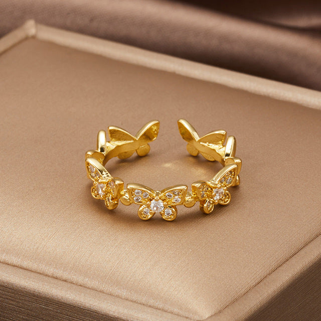 Adjustable Butterflies Ring in Gold – Precious Gems